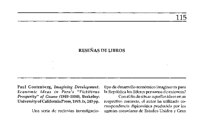 115 RESEÑAS DE LIBROS: Paul Gootenberg y el Desarrollo Económico en ...