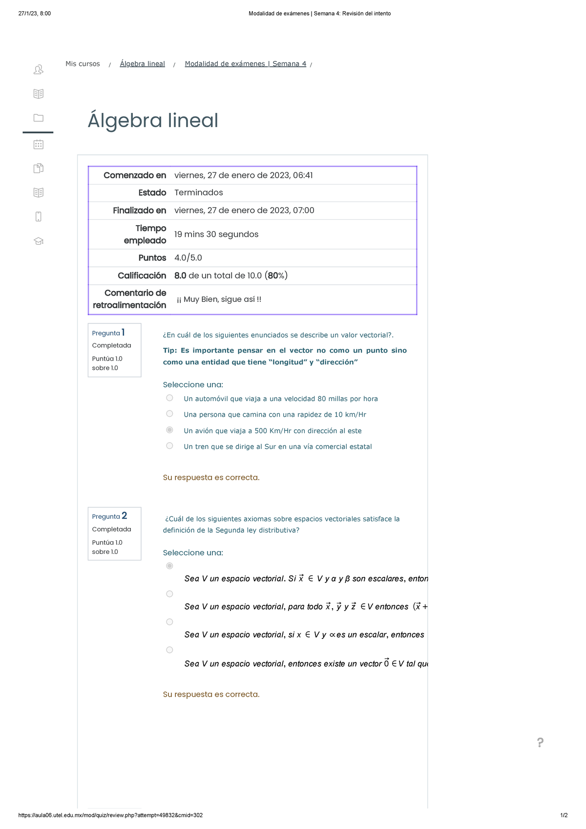 Algebra Lineal 4 - Modalidad de Exámenes Semana 4: Revisión Completa - Studocu