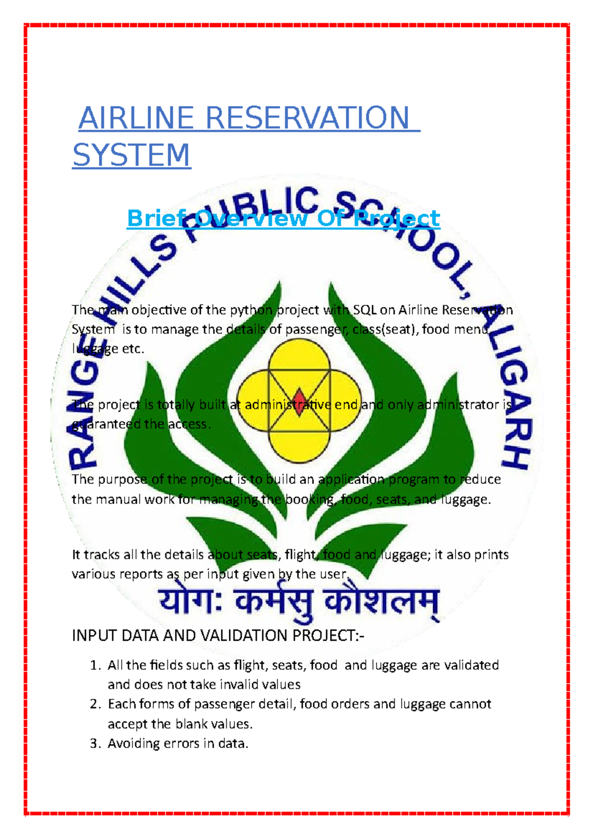 Airline Reservation System (Project Overview and Implementation) - Studocu