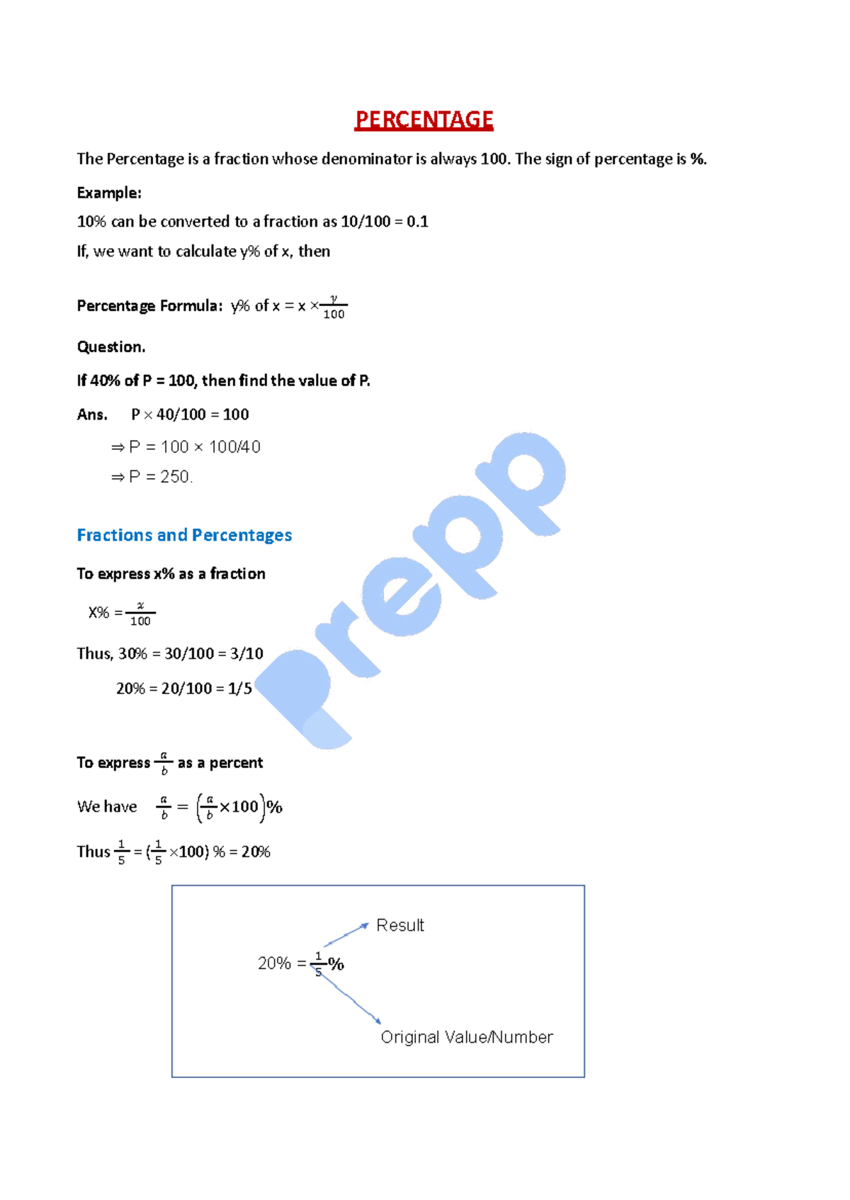 Percentages - Math Concepts and Problem Solving Guide - Studocu