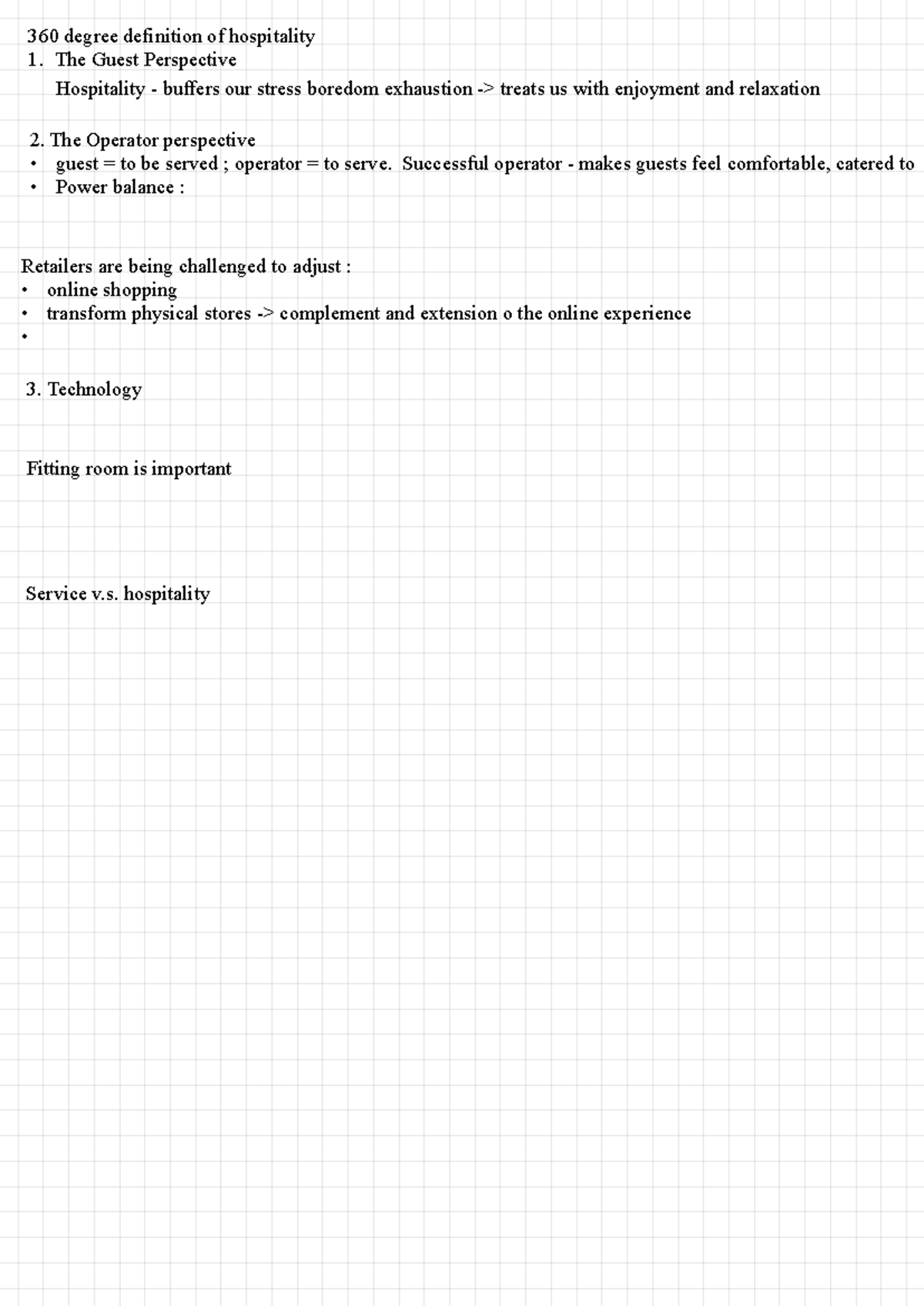 Intro to hospitality - ch1 notes - 360 degree definition of hospitality ...
