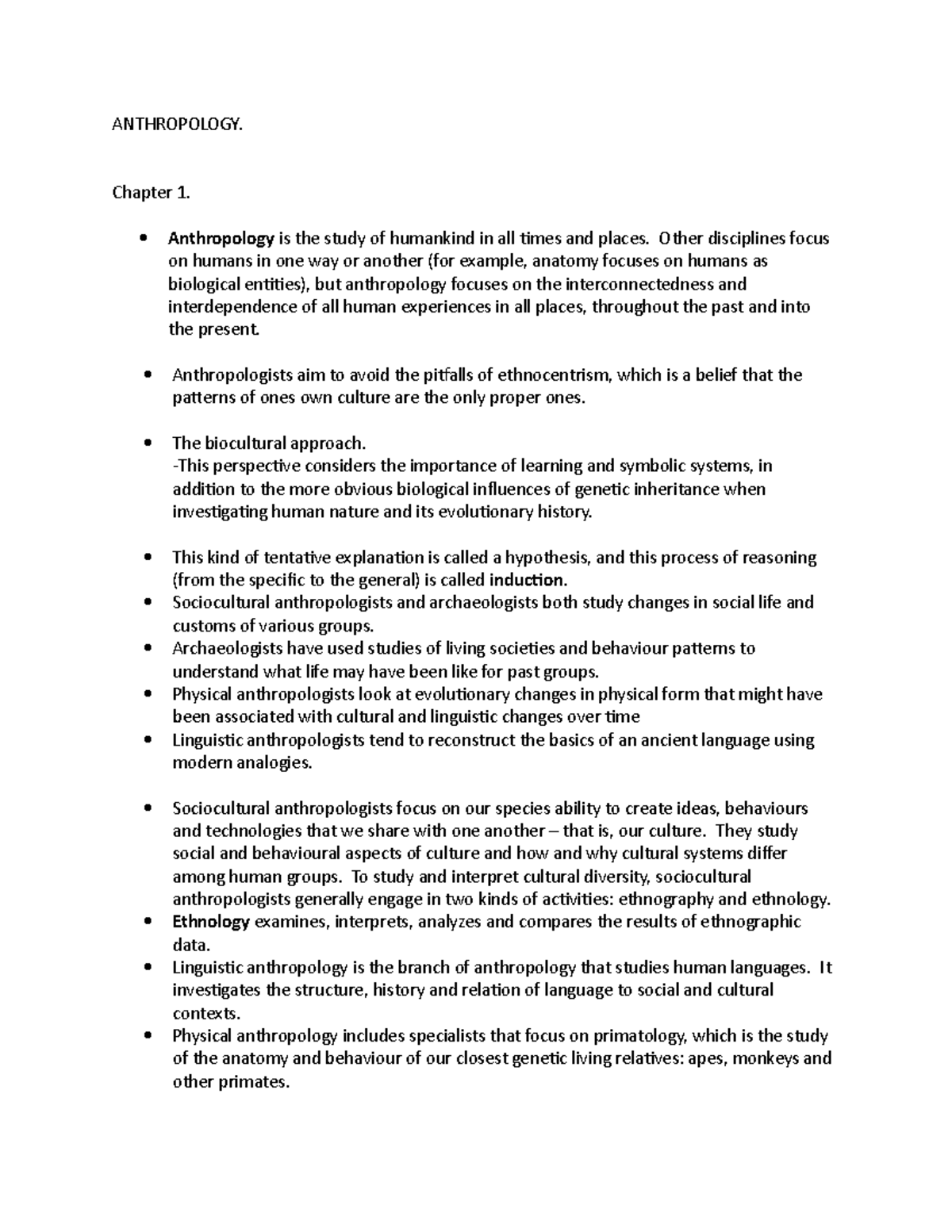 Anthropology - Unit 1 & 2 Overview: Key Concepts & Theories - Studocu