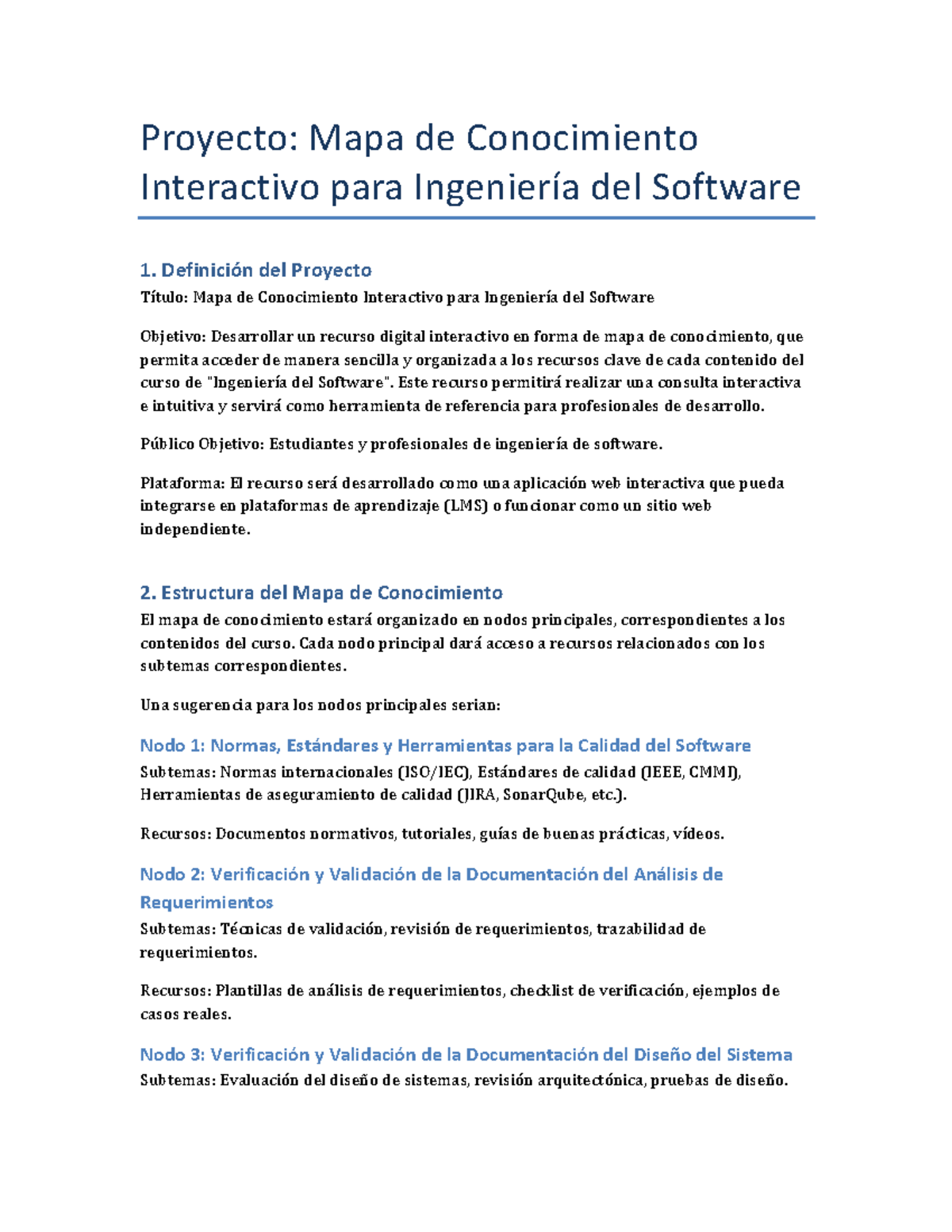 Esquema Proyecto Mapa Conocimiento Interactivo - Proyecto: Mapa de Conocimiento Interactivo para ...