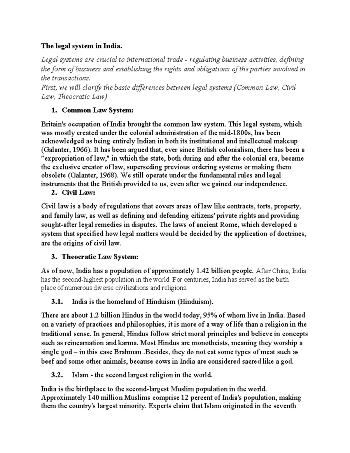 The Legal System in India: An Overview of Laws and Rights - Studocu