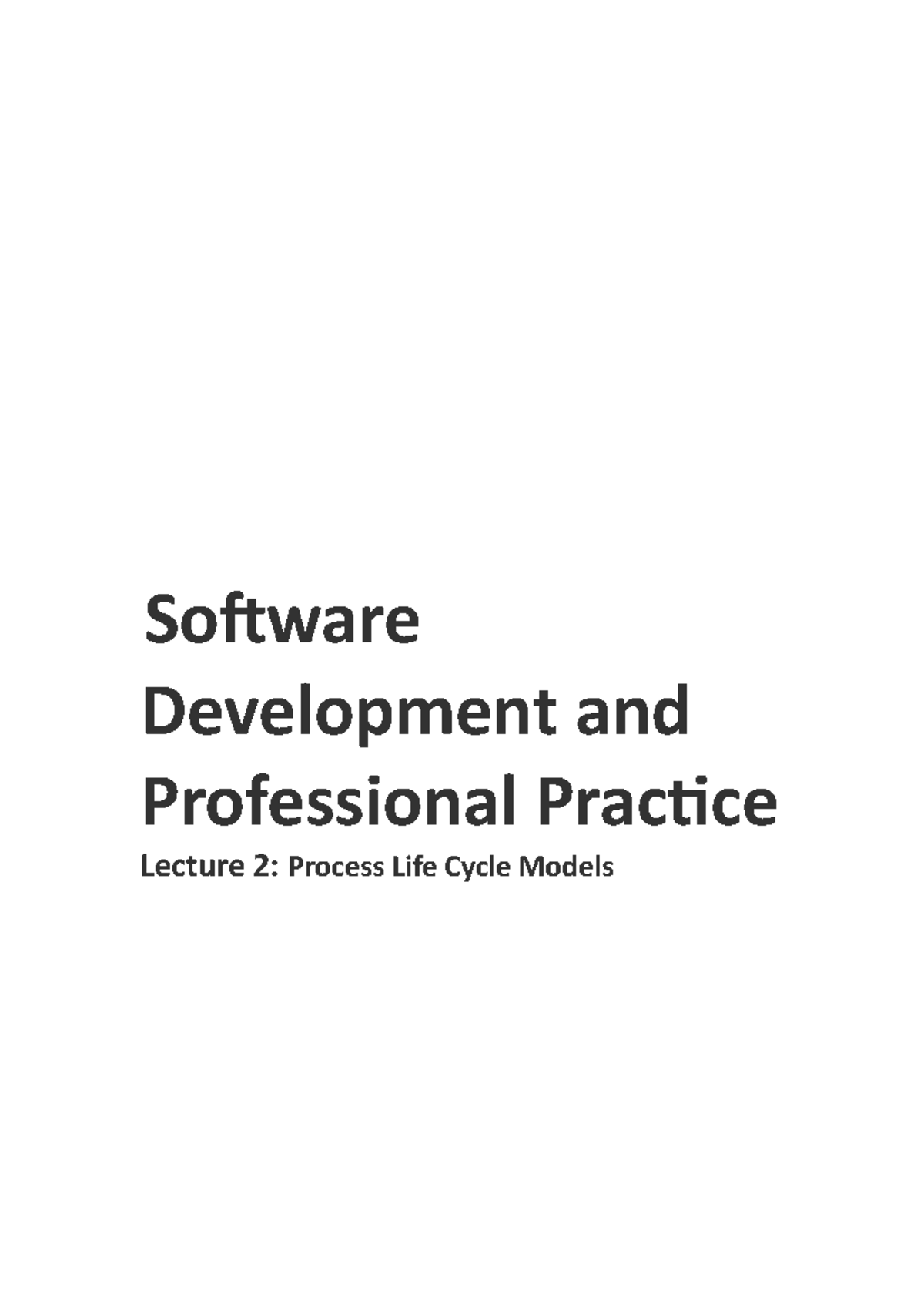 Software Development Lec 2 - Process Life Cycle Models - Studocu