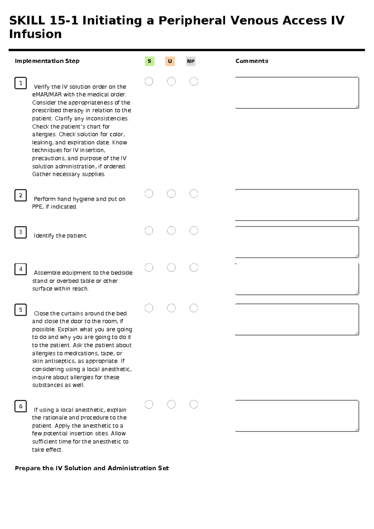 Initiating Peripheral Venous Access IV Infusion - Skill 15-1 Guide ...