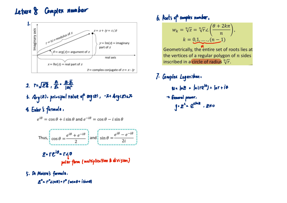 IE2107 Lecture 8: Complex Numbers and Their Properties - Studocu