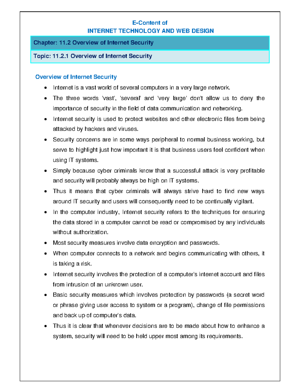 INTERNET TECHNOLOGY AND WEB DESIGN: Chapter 11.2 - Overview of Internet ...