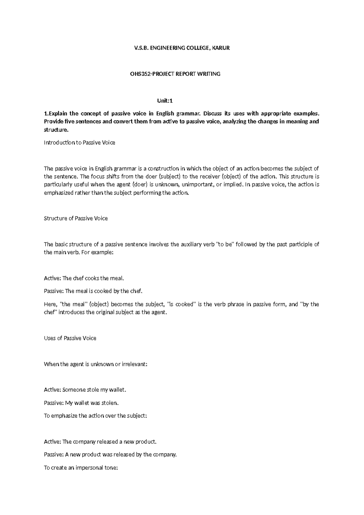 Project Q&A Material - hello - V.S. ENGINEERING COLLEGE, KARUR OHS352 ...