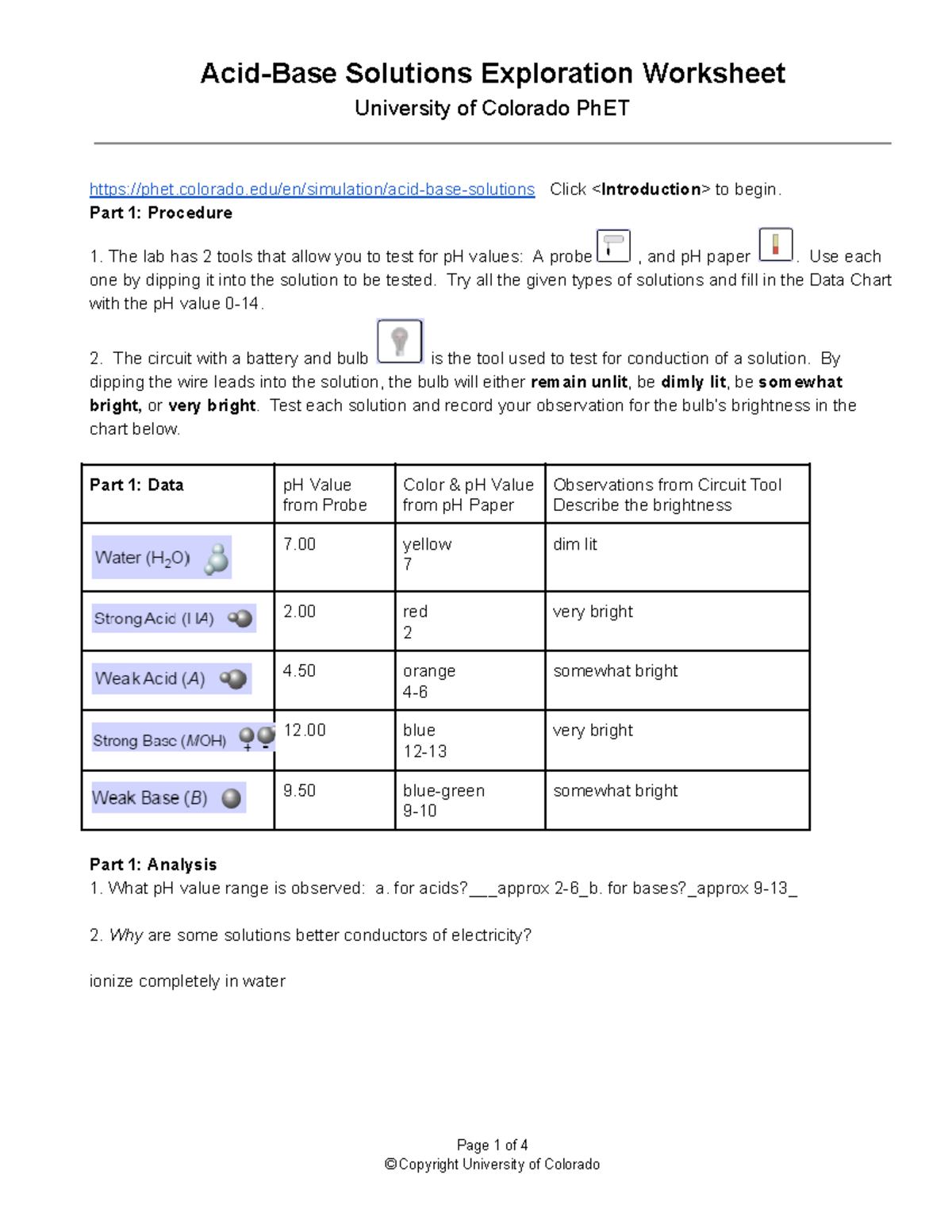 Copy of Acid-Base Solutions Exploration Worksheet - University of ...