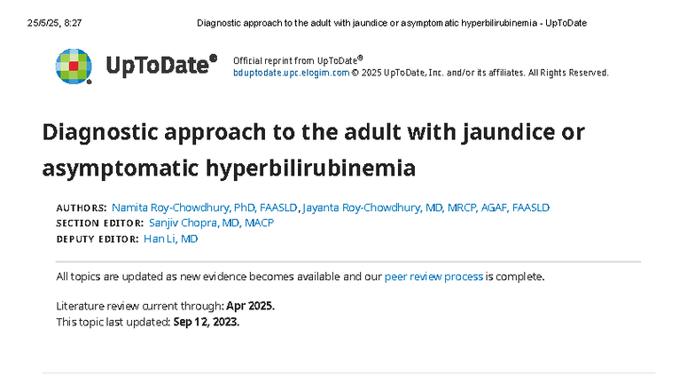 8:27 Diagnostic Approach to Adult Jaundice & Hyperbilirubinemia - Studocu