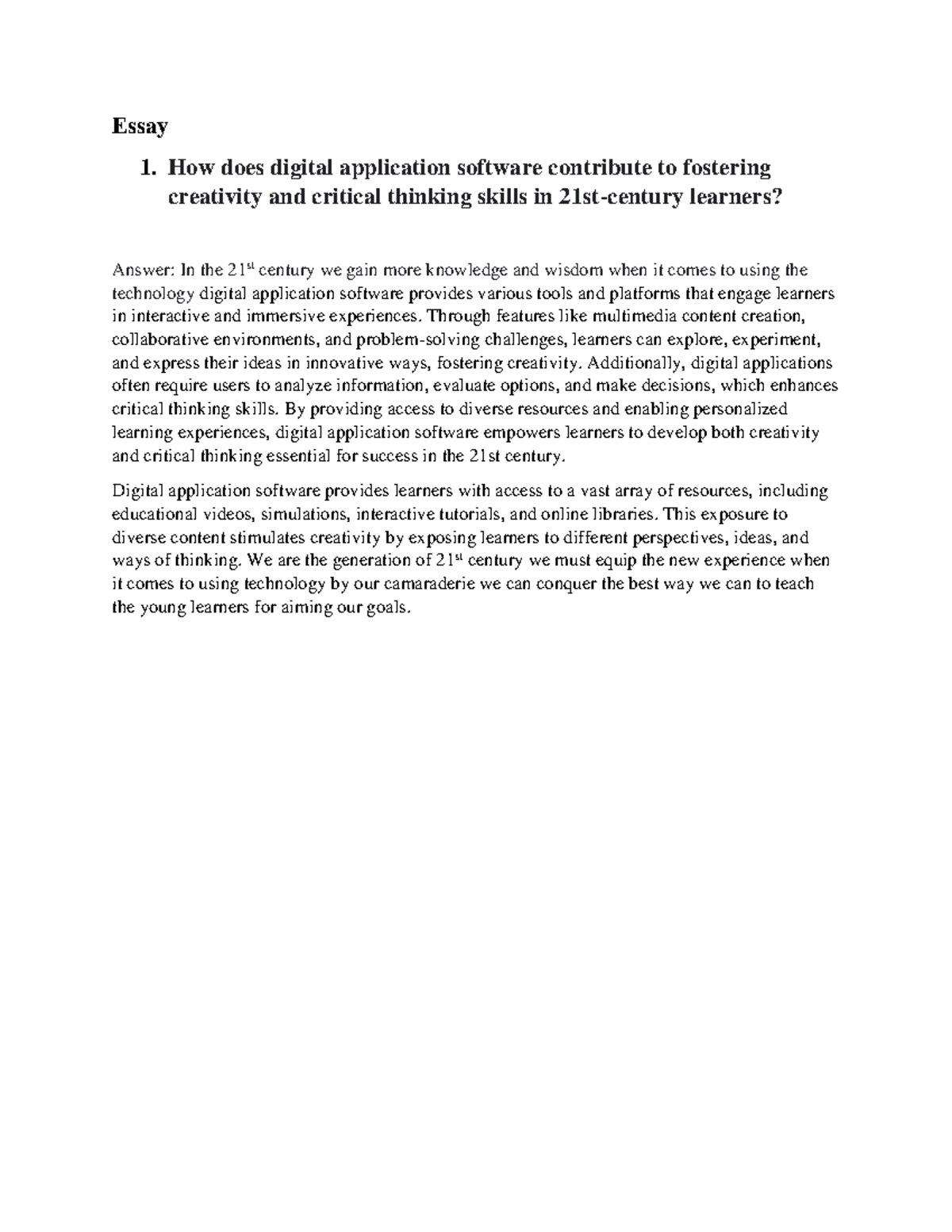 Essay No. 1: CPD on Digital Apps in Enhancing Creativity & Critical ...