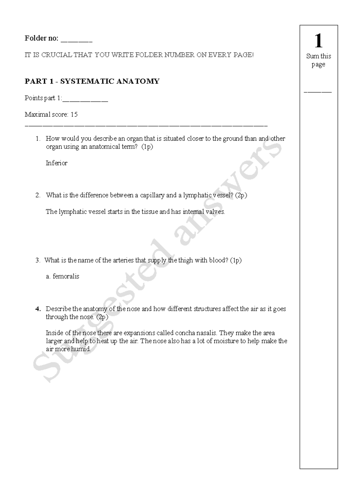 IBS-TEN23 Final Exam: Systematic Anatomy Answers and Explanations - Studocu