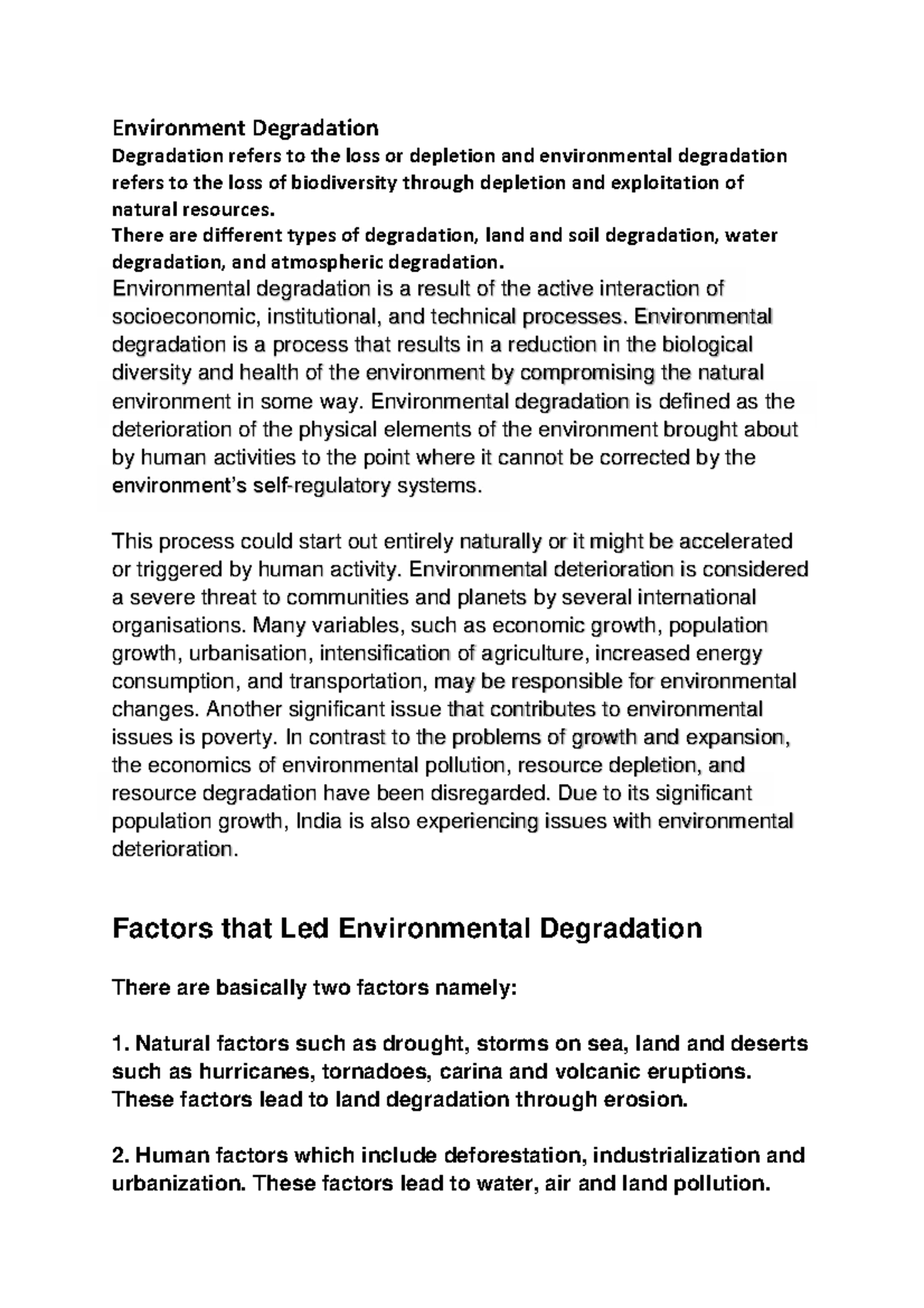 Environmental Degradation: Causes, Effects, and Historical Perspectives ...