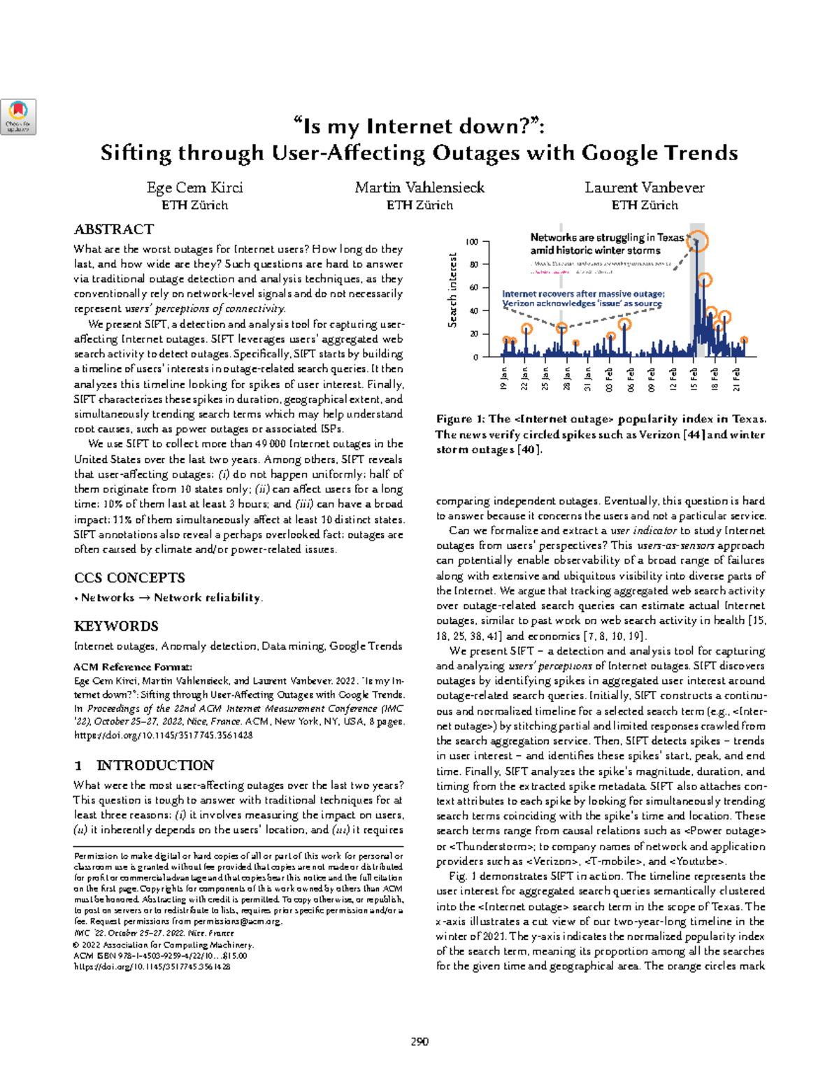 "IMC '22: Analyzing User-Affecting Internet Outages with Google Trends ...