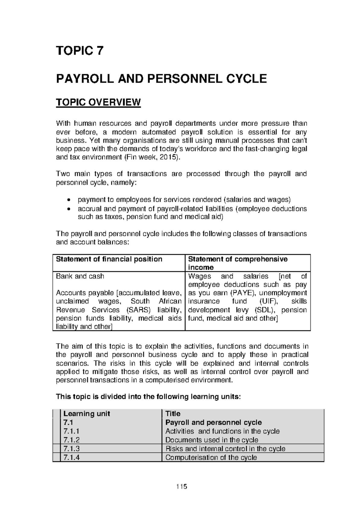 AUE2602-E0LS05 Payroll and Personnel Cycle Overview - Studocu