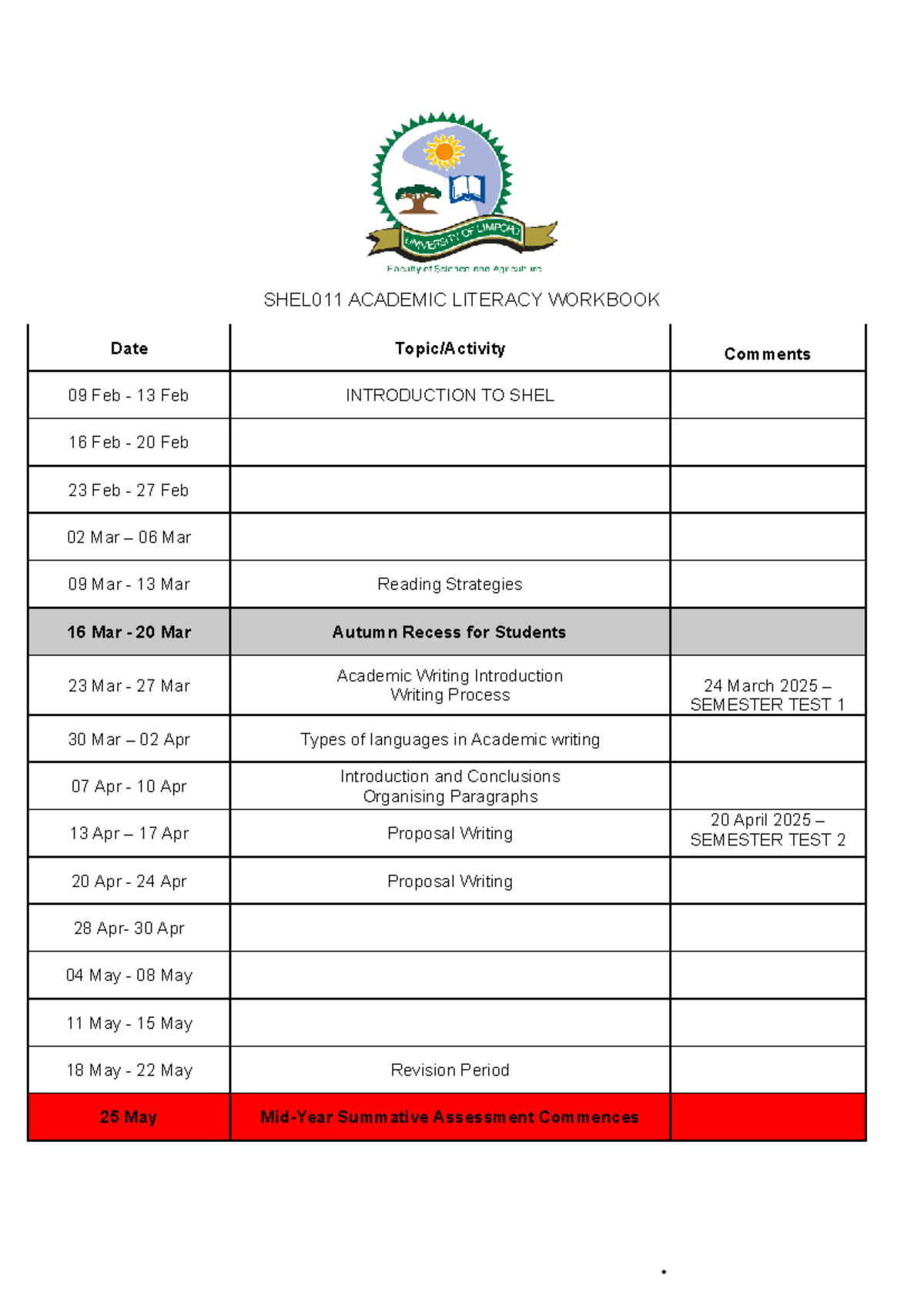 SHEL011 Academic Literacy Workbook: Writing Strategies and Techniques ...