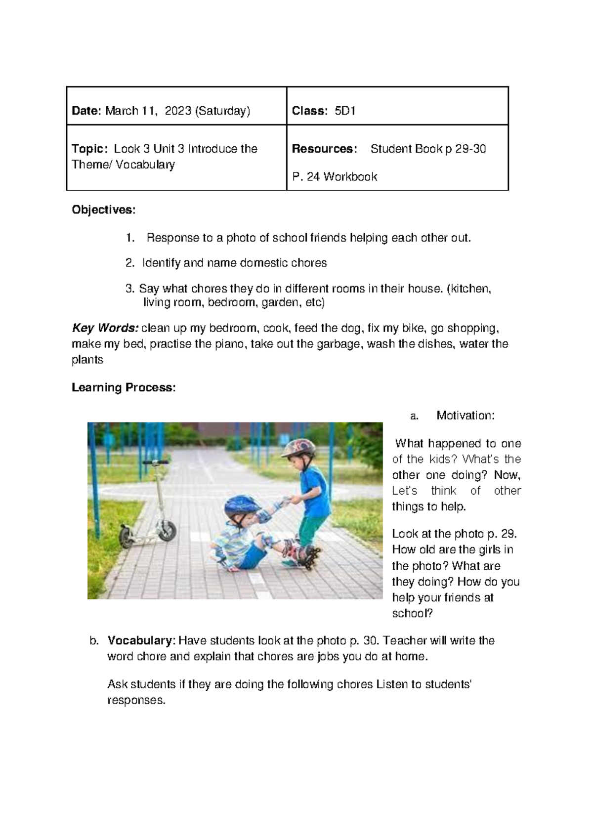 L3 U2 Theme Vocabulary 2 - Grammar and Chores Summary - Studocu