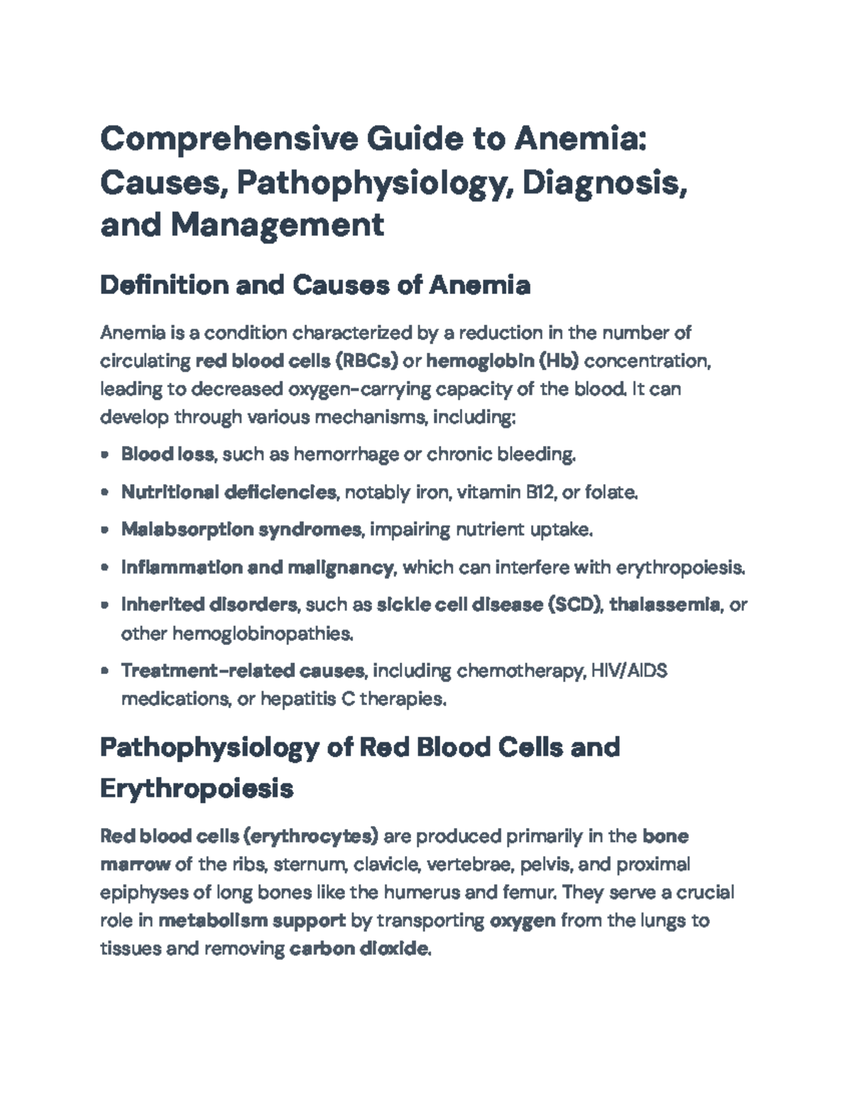 Comprehensive Overview of Anemia: Causes, Pathophysiology, and ...
