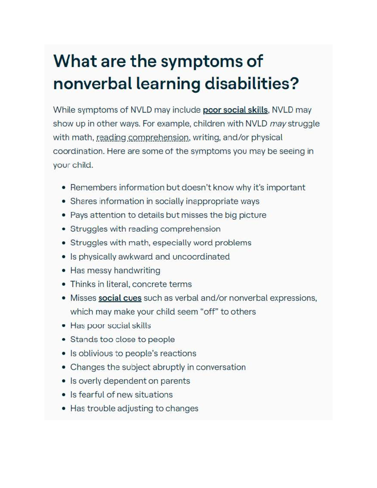 TAP Lecture: Understanding Symptoms of Nonverbal Learning Disabilities ...