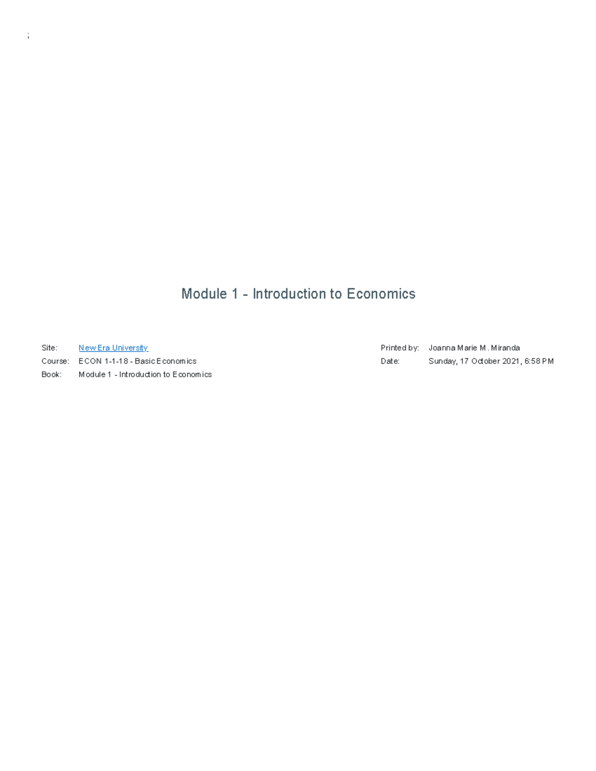 ECON 1-1-18: Module 1 - Intro to Economics and Key Concepts - Studocu