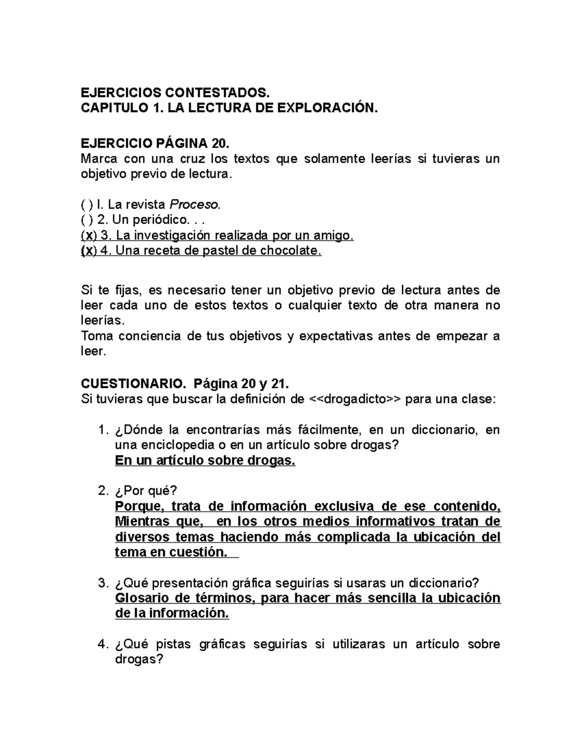Ejercicios Contestados - Lectura de Exploración (Capítulo 1) - Studocu