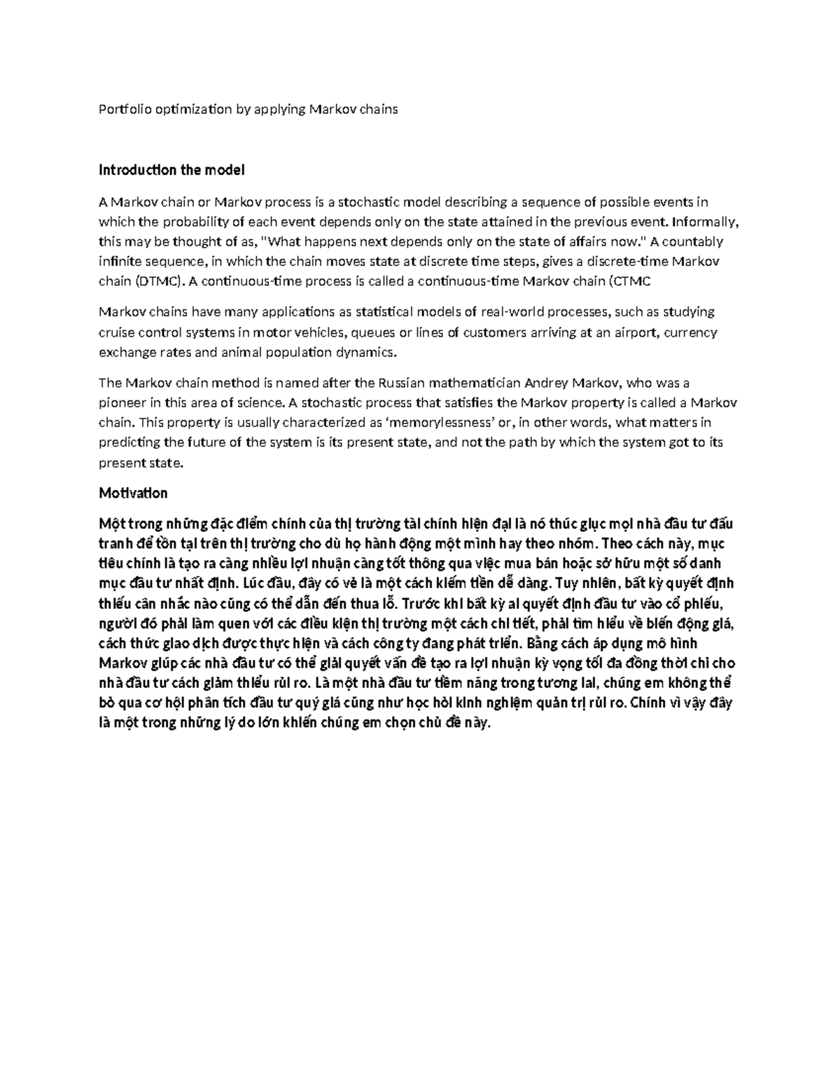 Markov - hhsss - Portfolio optimization by applying Markov chains ...