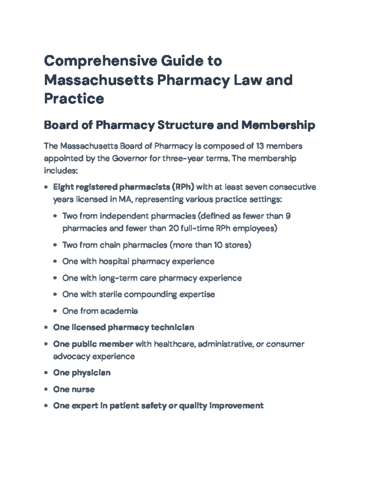 Massachusetts Pharmacy Law & Practice: Comprehensive Guide - Studocu