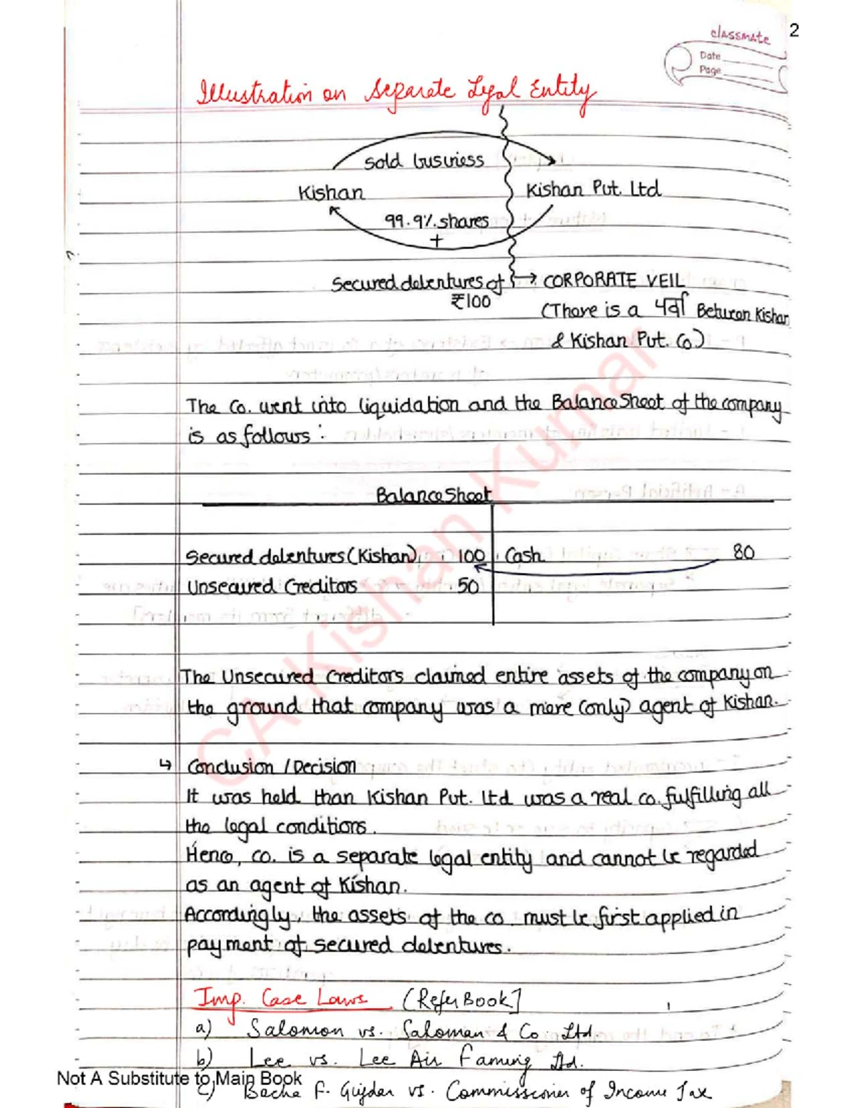 Company Law Handwritten Notes By CA Kishan Kumar Sir - CA Intermediate ...