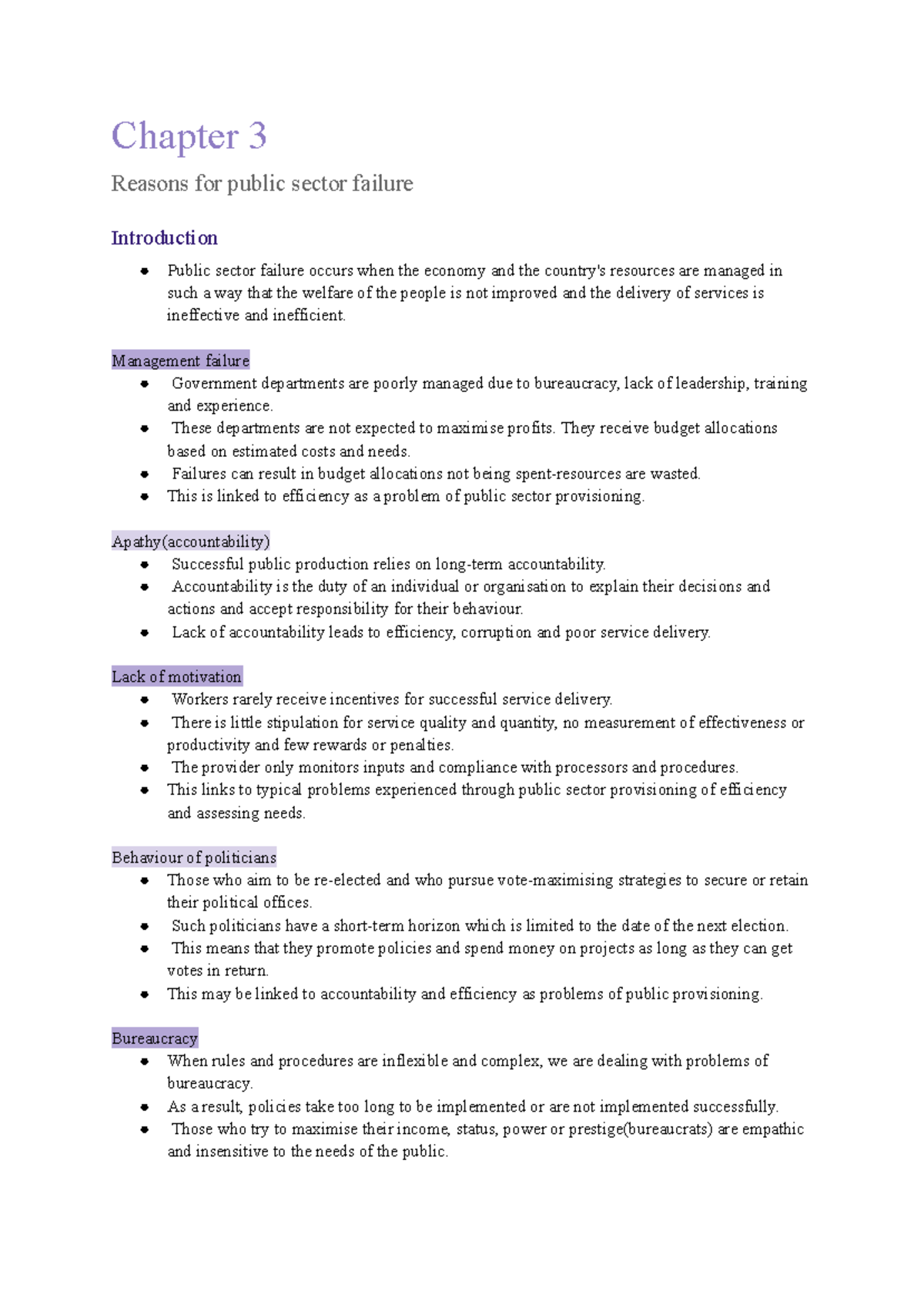 Public Sector Failure: Causes and Implications Analysis - Studocu