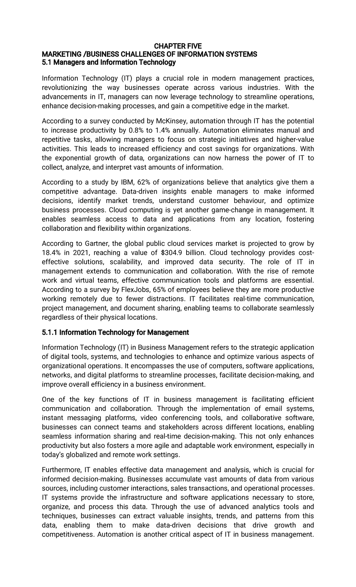 Chapter 5: Marketing/Business Challenges of Information Systems - Studocu
