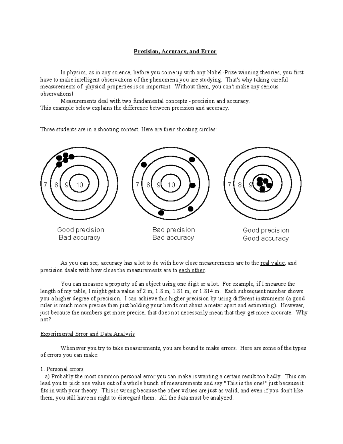 Mathematics of Precision, Accuracy, and Significant Figures - Precision ...