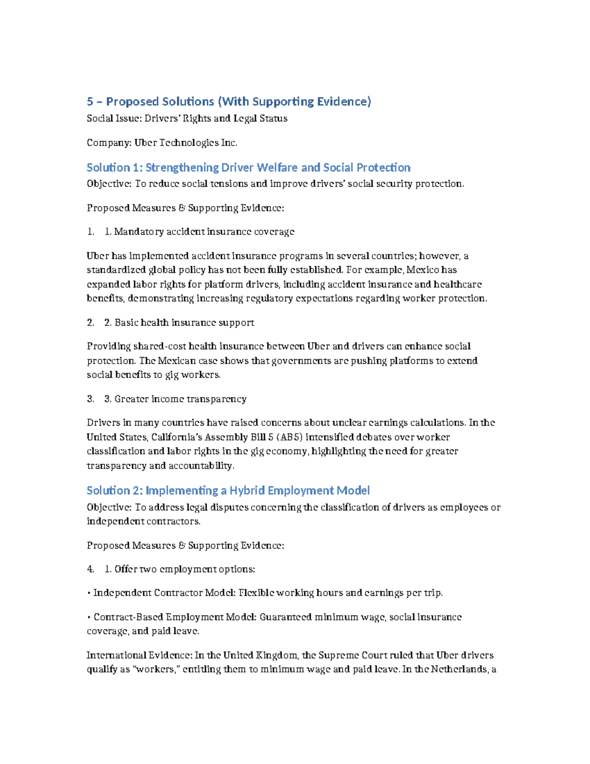 Uber Social Issue Solutions: Rights & Legal Status Analysis - Studocu