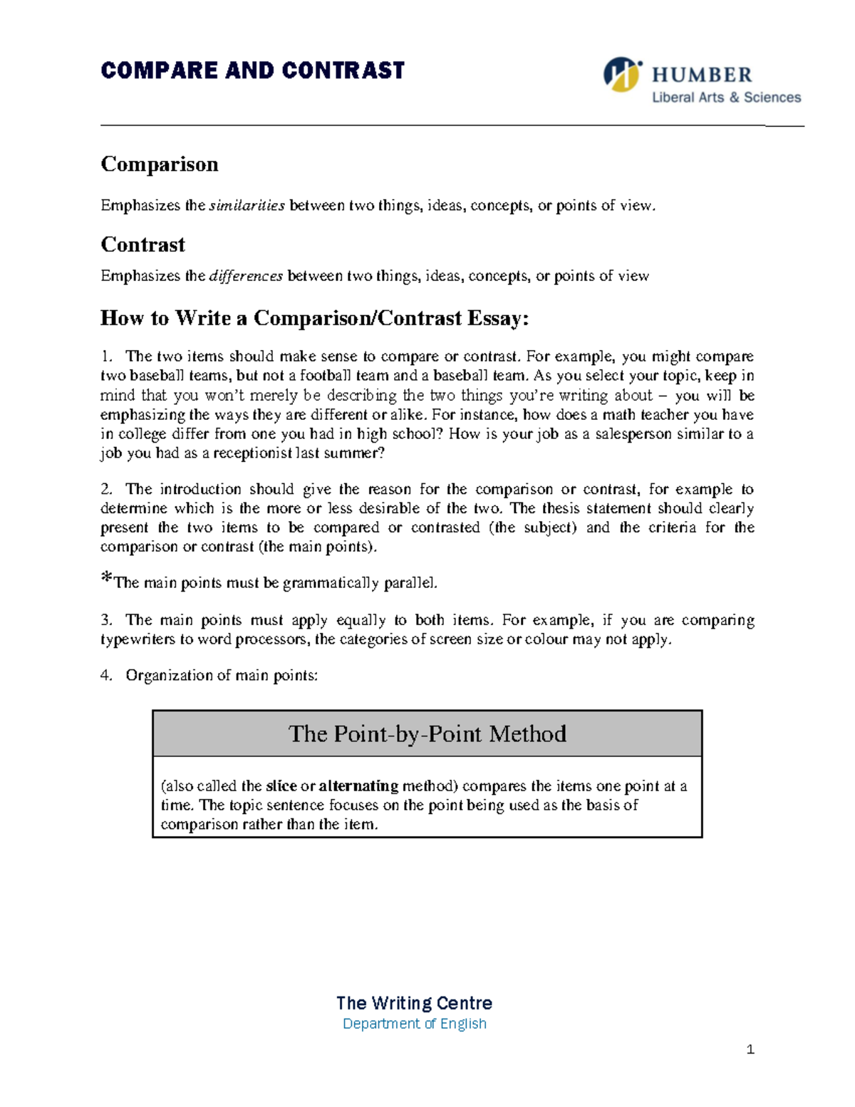 COMP 101: Compare and Contrast Essay Example on High School vs. College ...