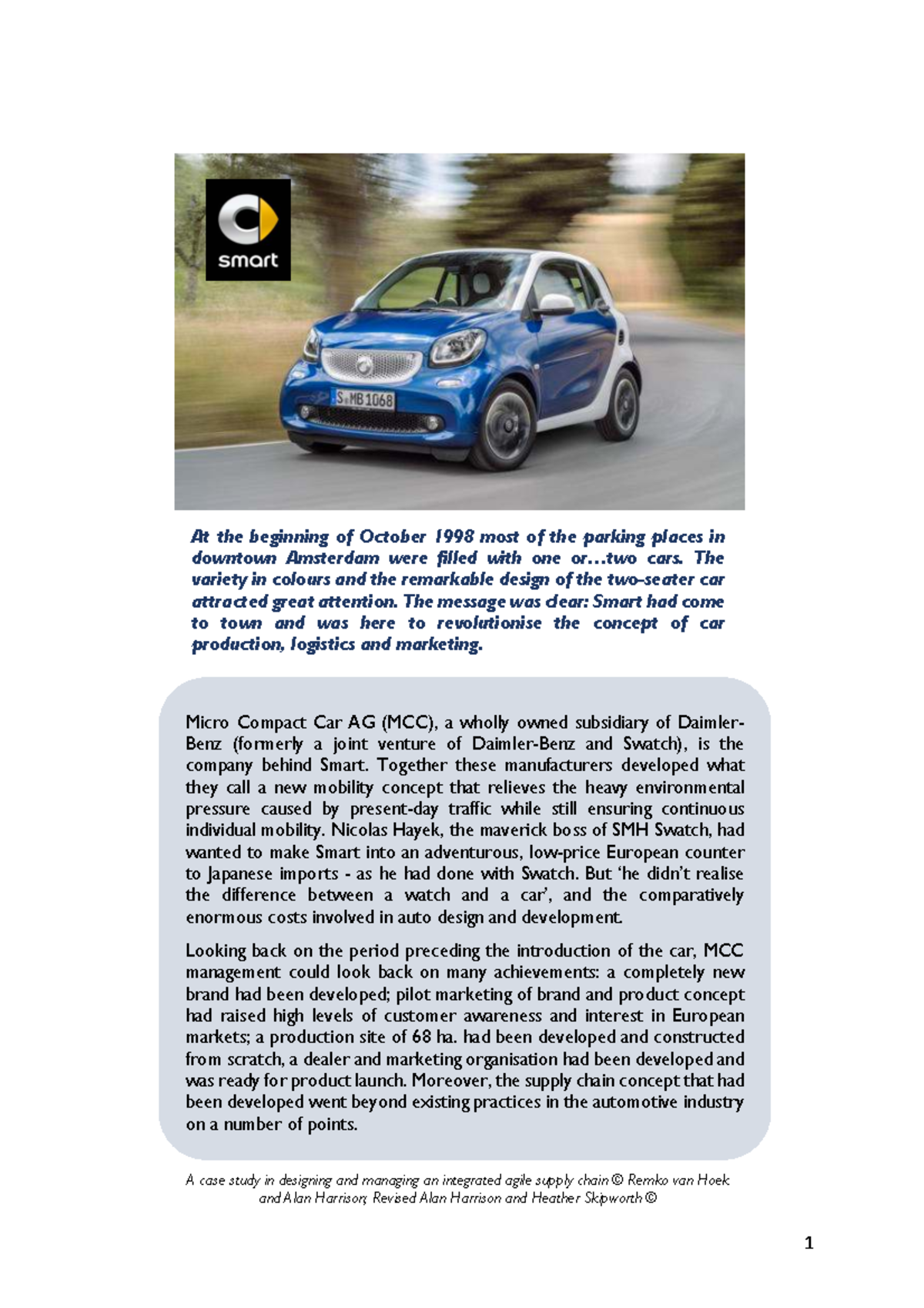 Session 3: Smart Car Case Study - Revolutionizing Urban Mobility - Studocu