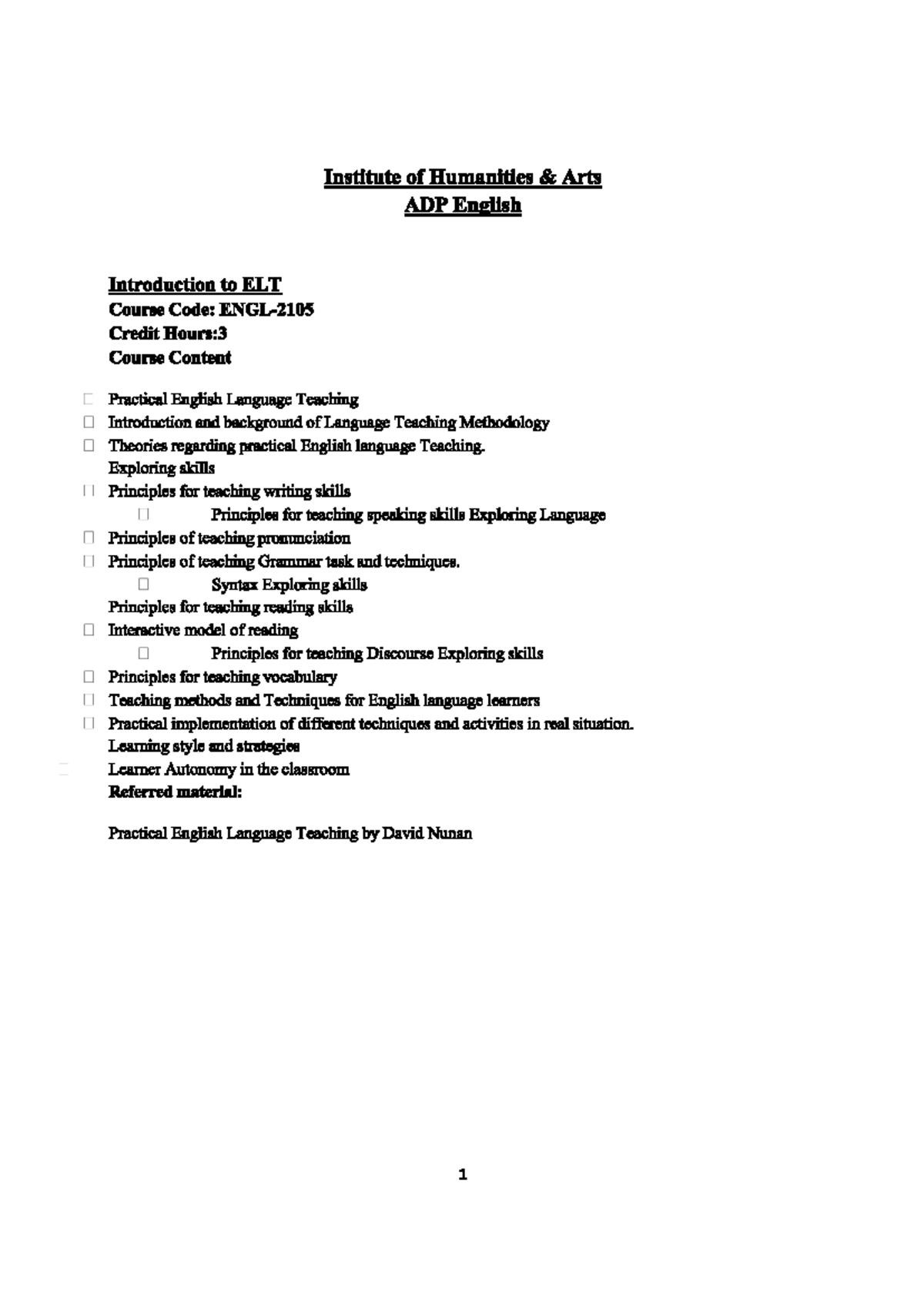 Introduction to ELT: Practical English Language Teaching (ADP) - Studocu