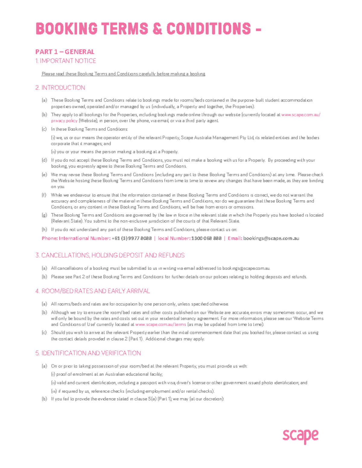 Booking Terms and Conditions Student 09 - PART 1 – GENERAL 1. IMPORTANT ...