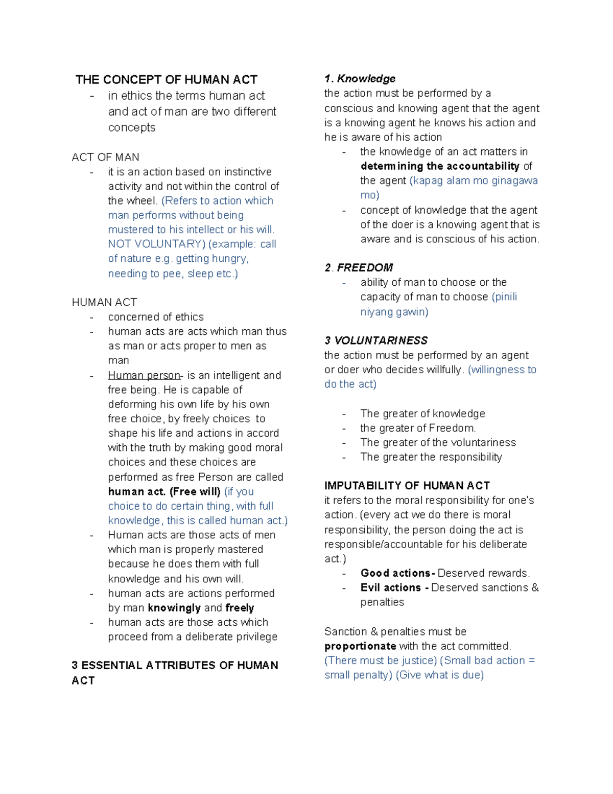 Ethics - Midterm EXAM-1 - THE CONCEPT OF HUMAN ACT - in ethics the ...