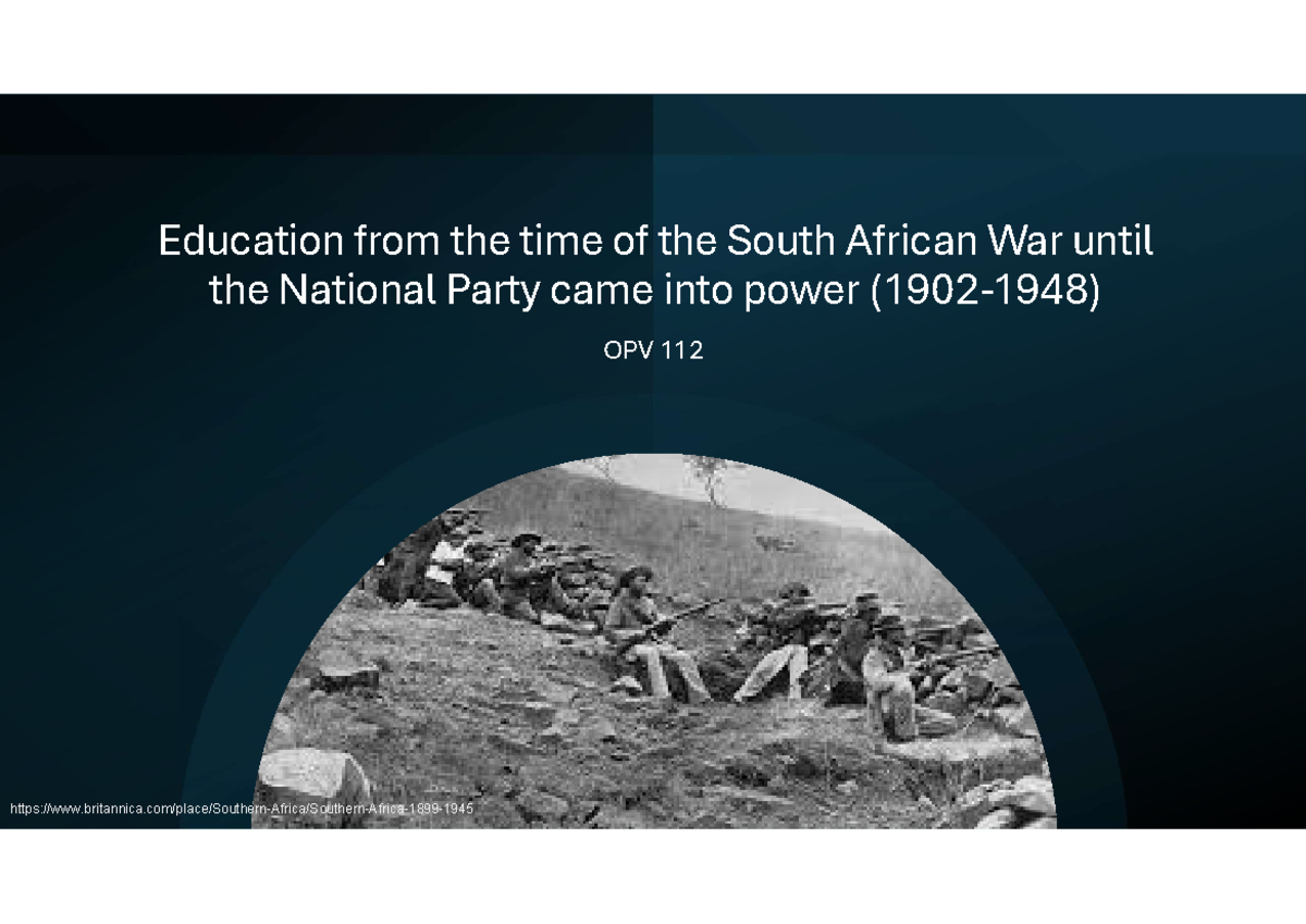 Education and Racial Segregation in South Africa (1902-1948) - OPV 112 ...