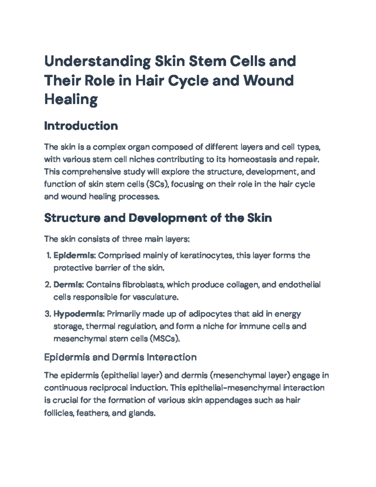 Understanding Skin Stem Cells: Hair Cycle & Wound Healing Insights ...