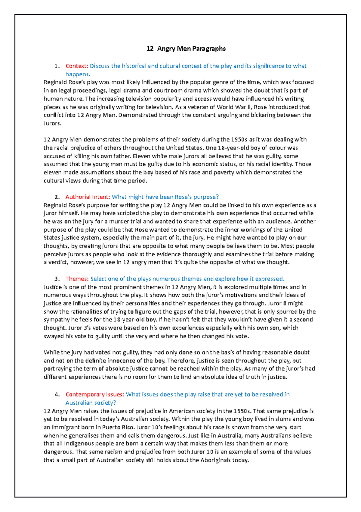 ENG 200 - 12 Angry Men: Analysis, Themes, and Cultural Contexts - Studocu