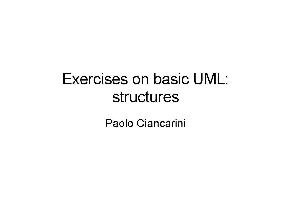 UML Diagrams Exercises & Solutions for Basic Understanding - Studocu