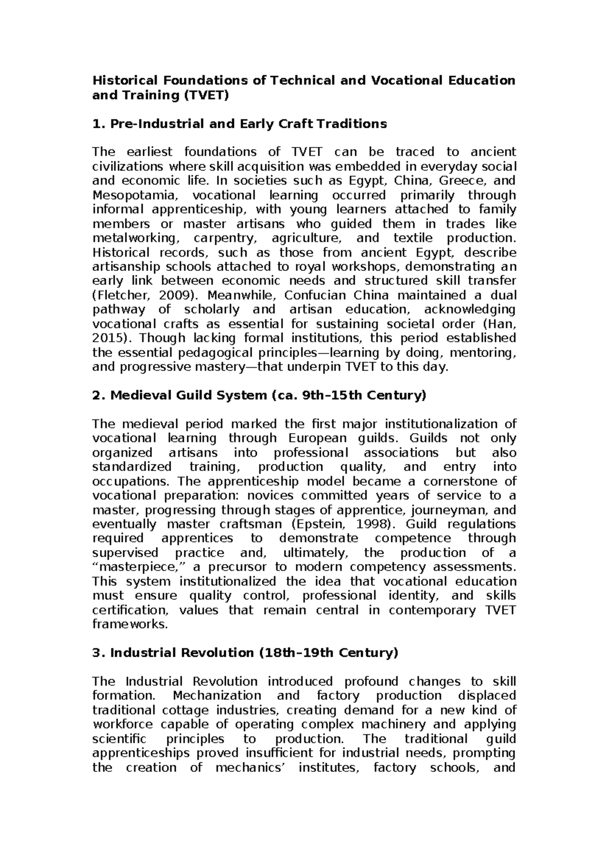 Historical Foundations of TVET: From Ancient Traditions to Modern ...