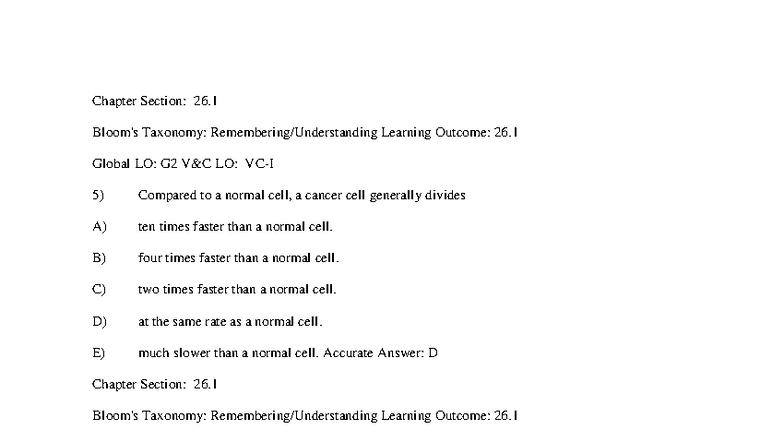 Becker's World of the Cell 10th Ed. Test Bank: Chapter 26.1 - Studocu