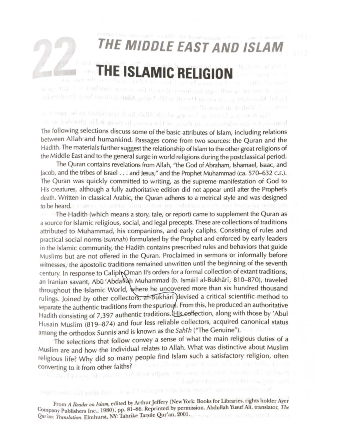 "22 THE MIDDLE EAST AND ISLAM: Understanding the Islamic Religion ...