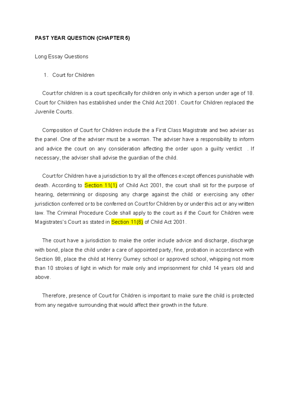 Pyq LAW033 C5 - Past Year - PAST YEAR QUESTION (CHAPTER 5) Long Essay ...