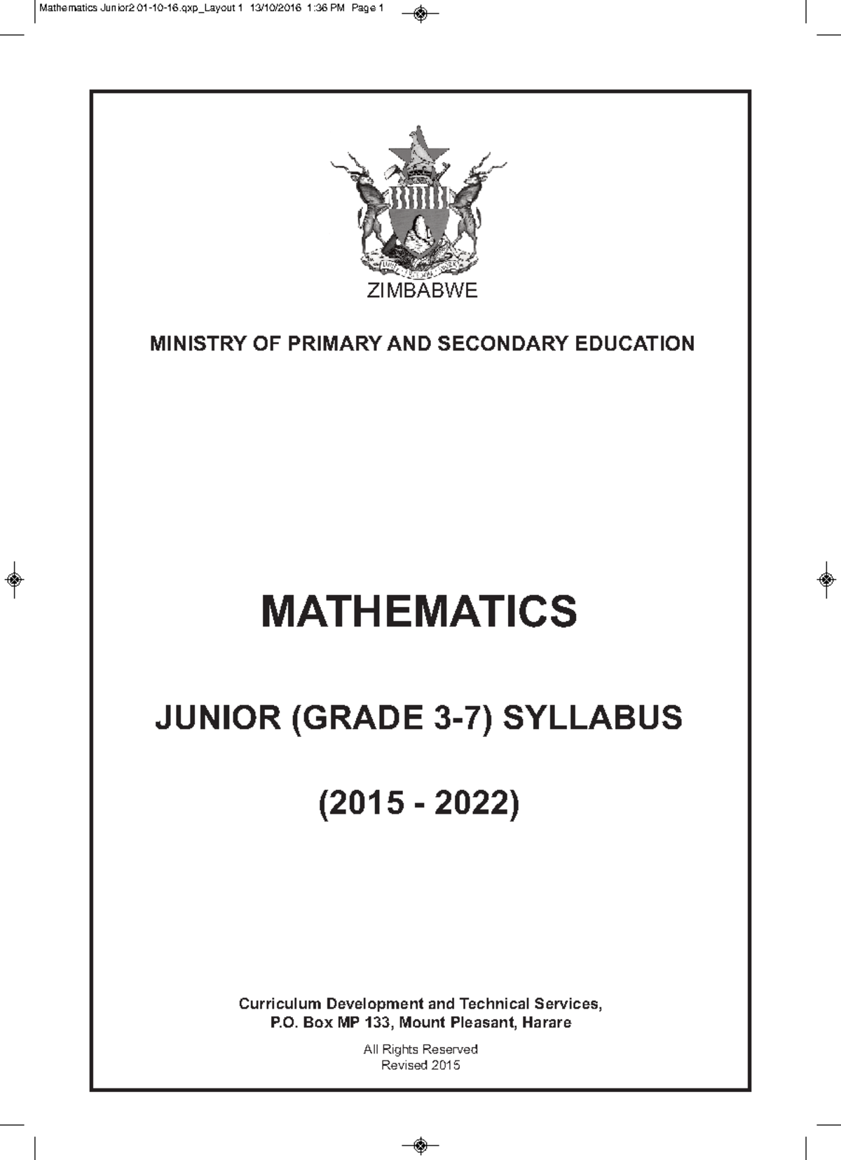 Mathematics Junior Syllabus (Grades 3-7) Overview and Insights - Studocu