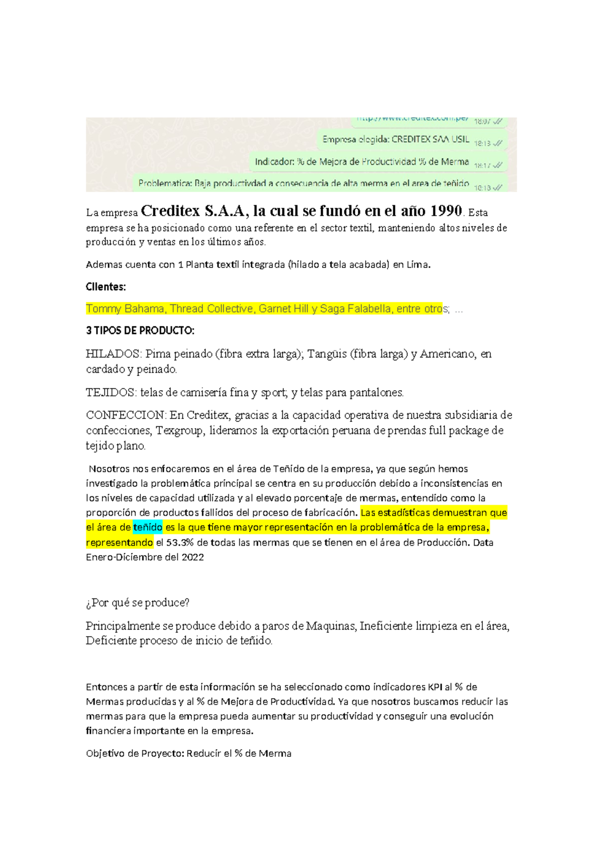 La empresa Creditex S - A, la cual se fundó en el año 1990. Esta ...
