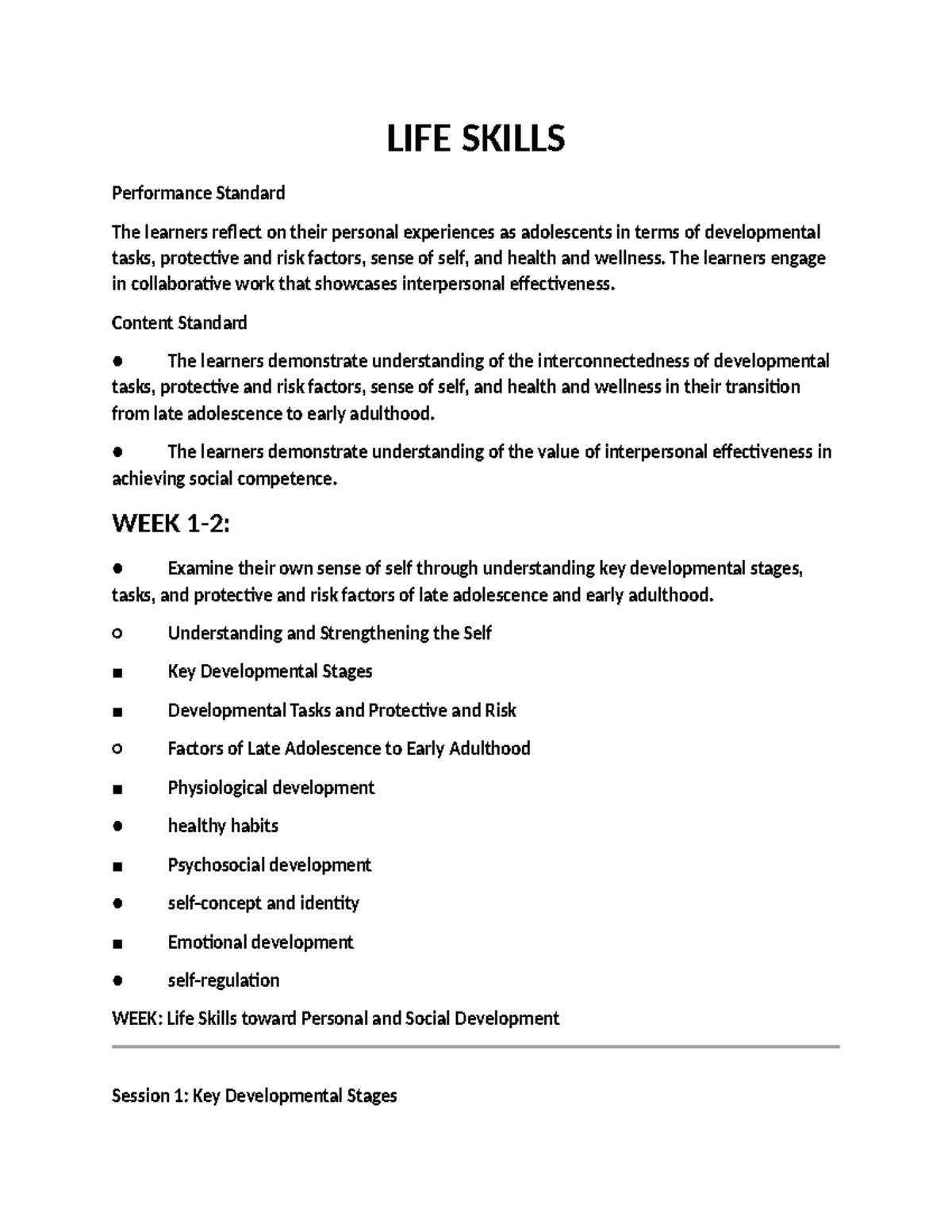 [G11] Life Skills and Career Development: Unpacking Key Concepts - Studocu