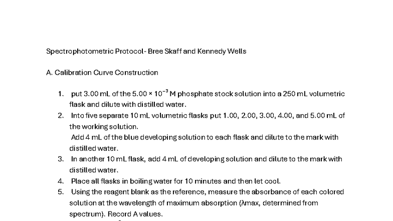 Spectrophotometric Protocol: Calibration Curve & Fertilizer Analysis ...
